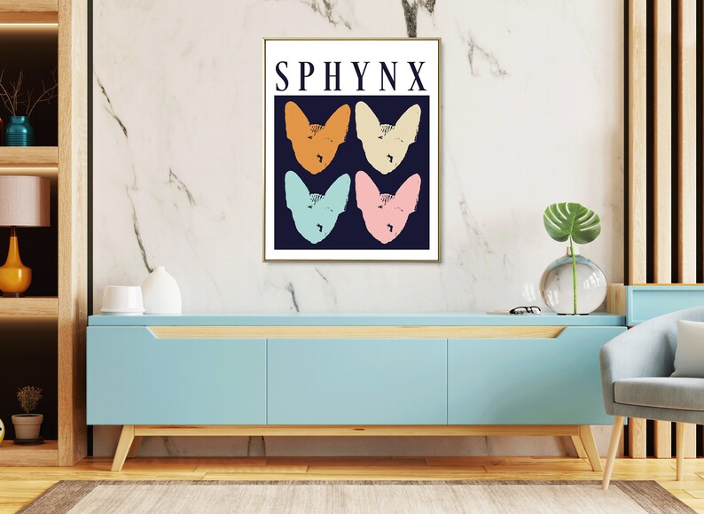 Sphynx Cat PRINTABLE Wall Art | Hairless Cat Poster | Apartment Sphinx ...
