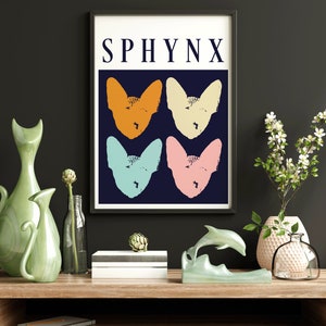 Sphynx Cat PRINTABLE Wall Art | Hairless Cat Poster | Apartment Sphinx ...