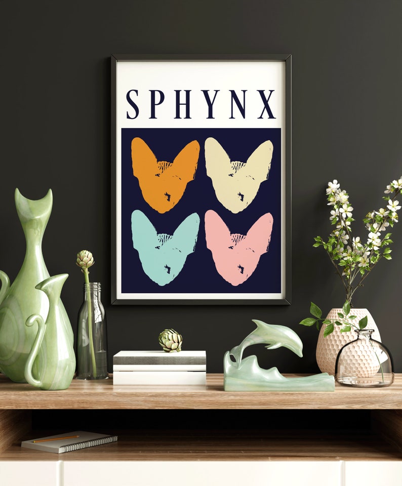 Sphynx Cat PRINTABLE Wall Art | Hairless Cat Poster | Apartment Sphinx ...