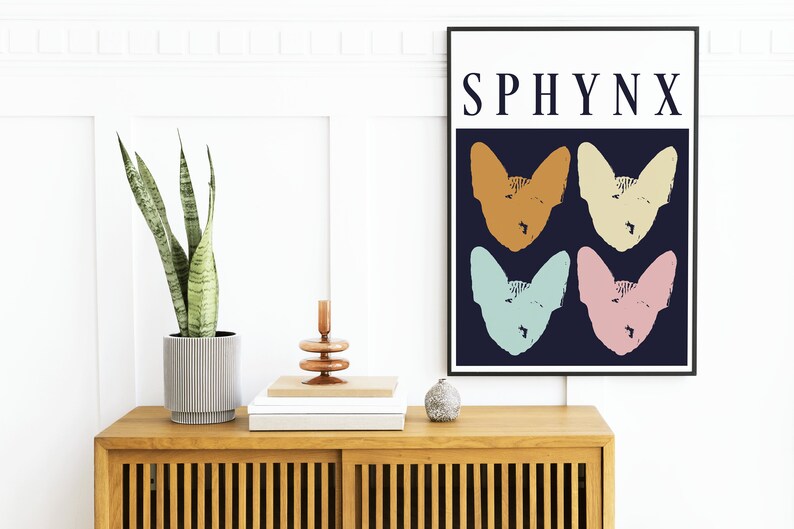 Sphynx Cat PRINTABLE Wall Art | Hairless Cat Poster | Apartment Sphinx ...