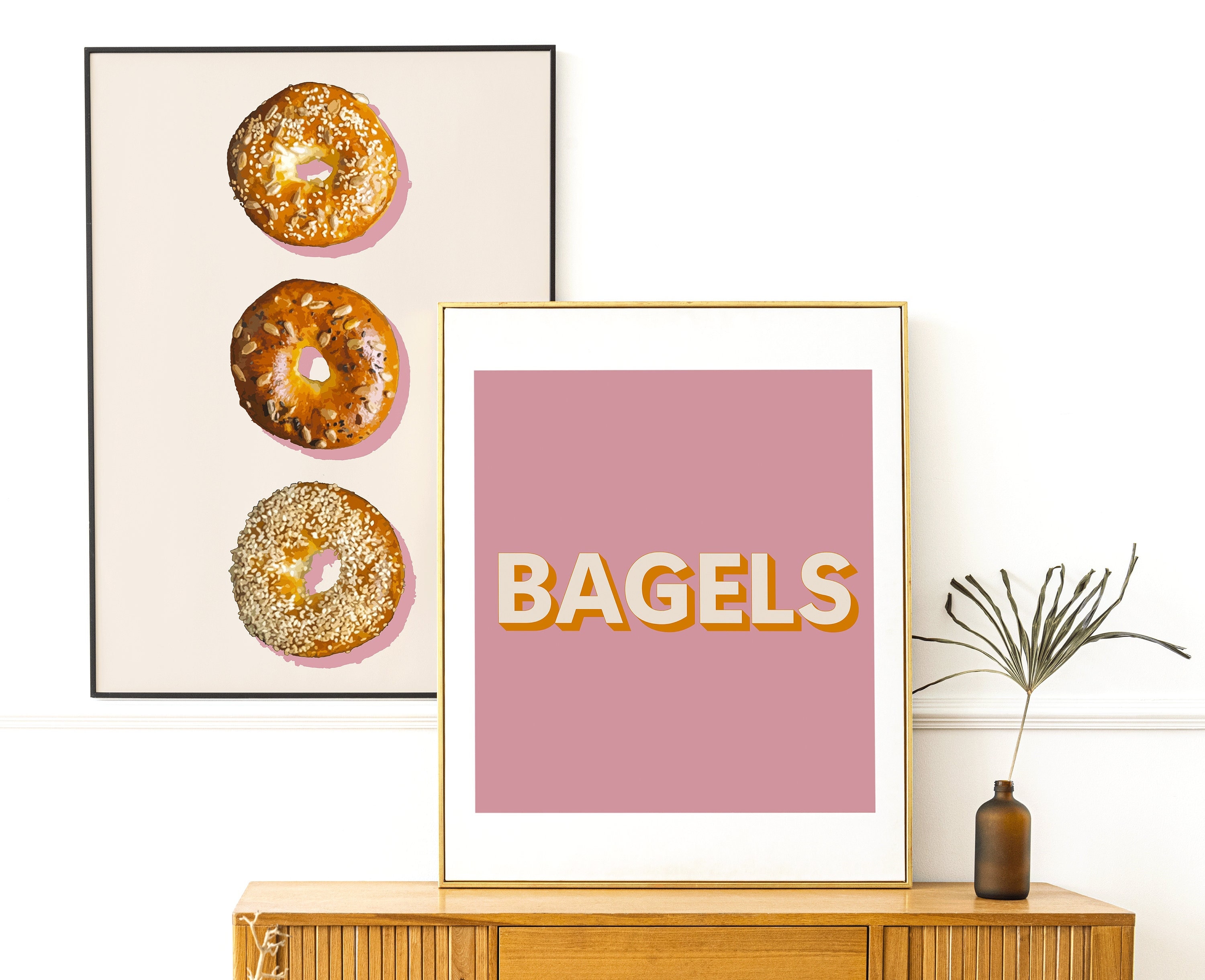 2 Printable Bagel 3D Letter Poster | Eclectic Gallery Mod Bakery Food ...