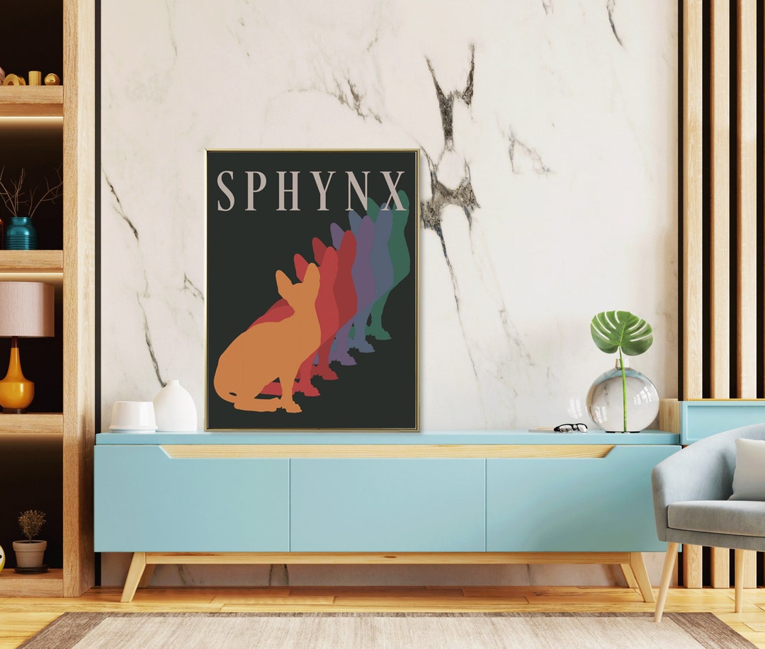 Sphynx Cat PRINTABLE Art Print Sphynx Cat Mom Gift Dad Hairless Cat ...