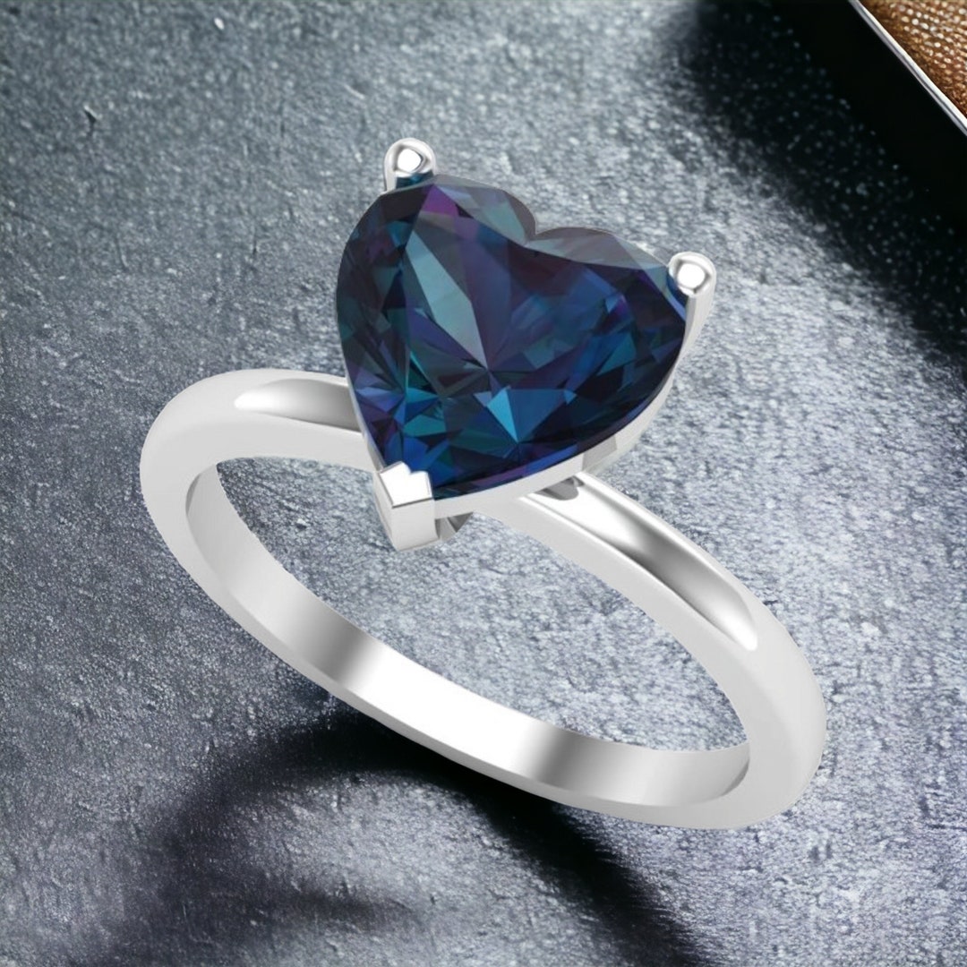 Heart Shape Alexandrite Ring, Wedding Ring, Alexandrite Ring, Promise ...