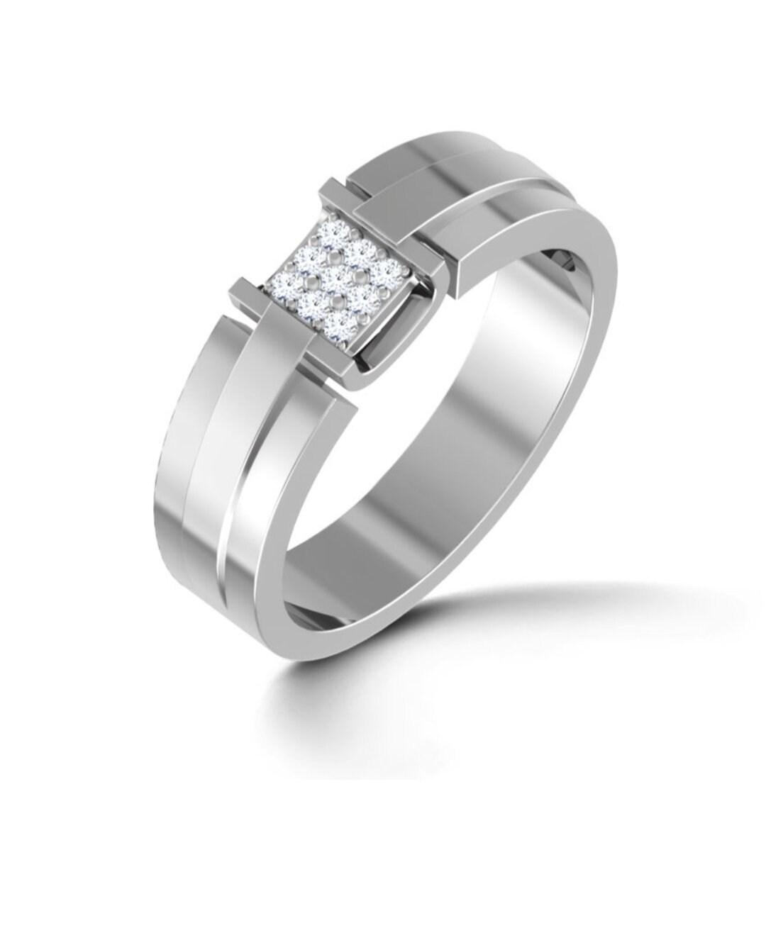 Anillo para hombre Anillo de circón blanco Anillo de plata de ley 925 ...