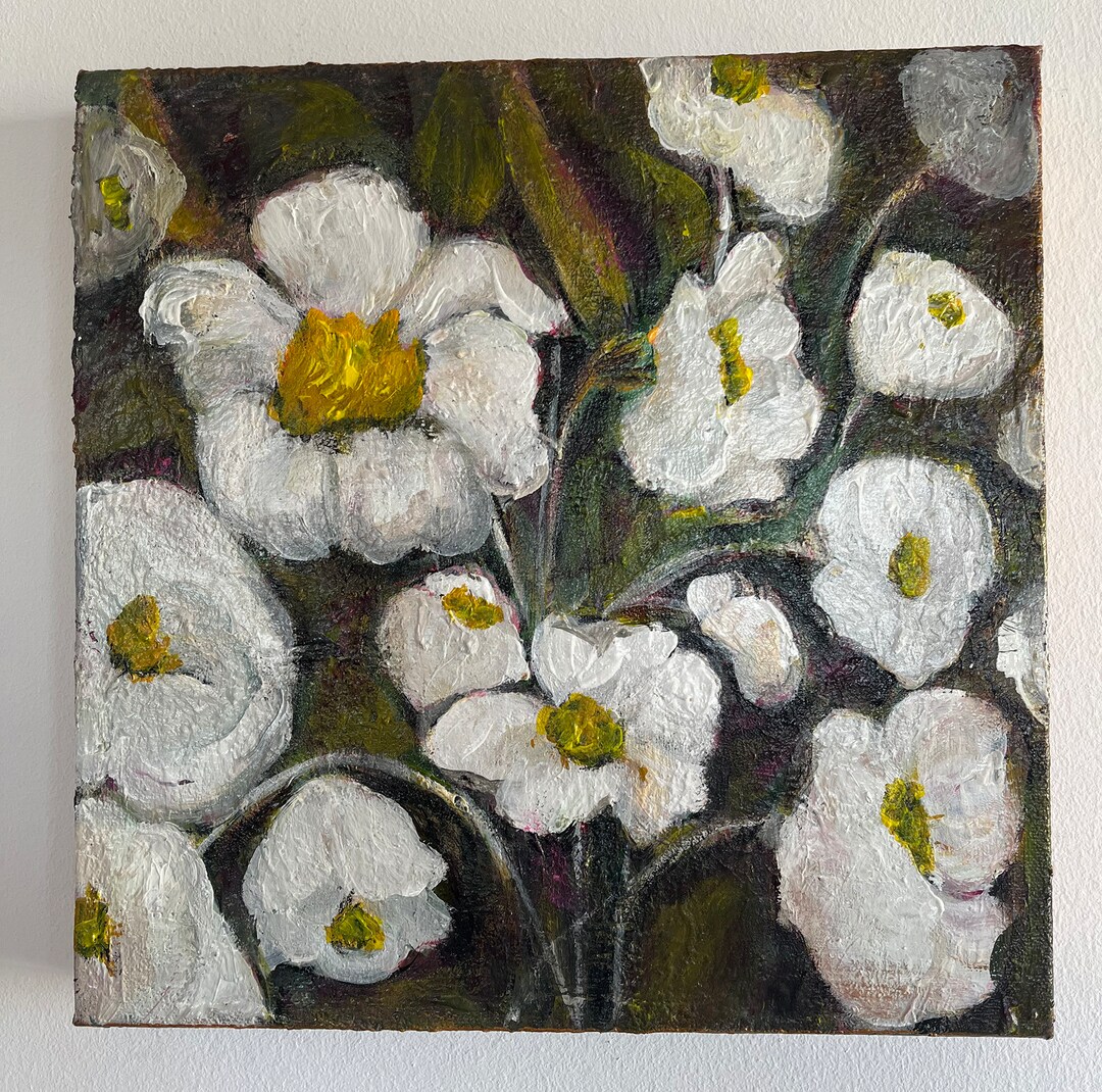 My Rose Garden - Fiona Collins Original Acrylic Canvas - 12" X 12" X 1. ...
