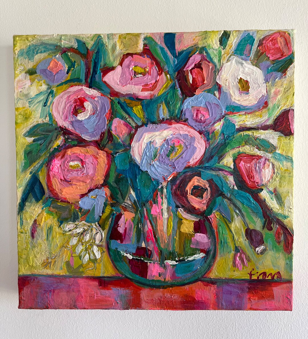 Mardi Gras Mood - Fiona Collins Original Acrylic Canvas - 12" X 12" X 1 ...