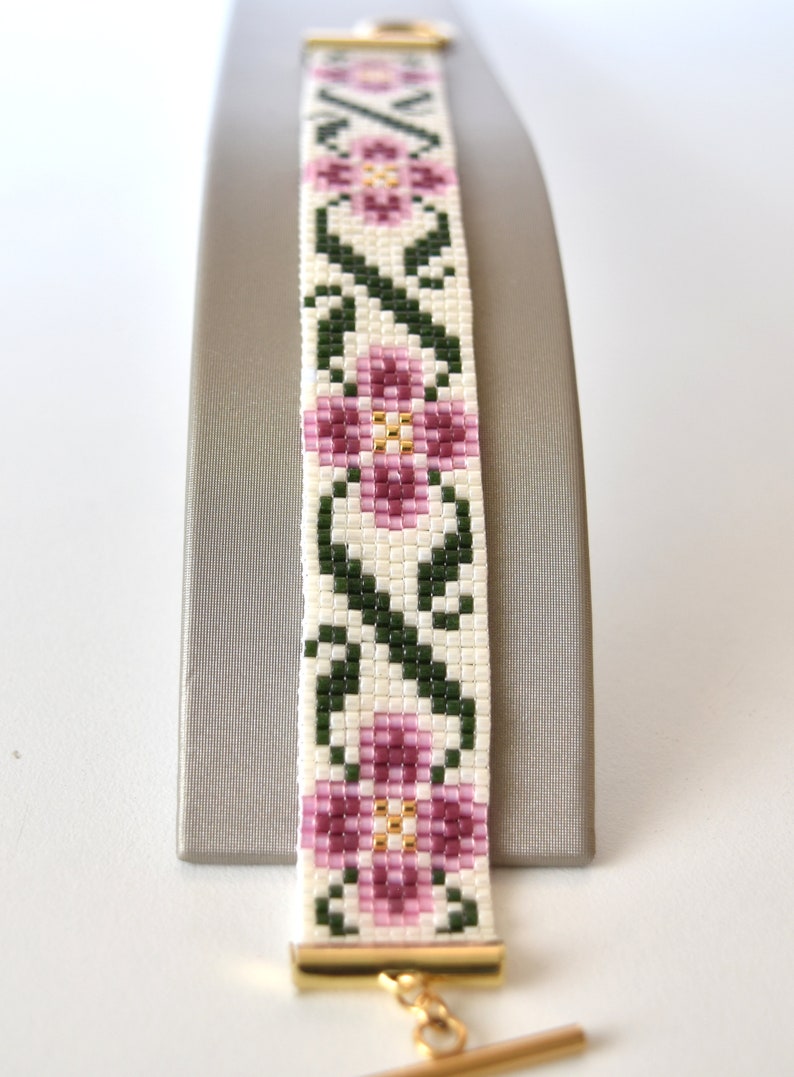 Floral Loom Pattern, Loom Bracelet Pattern, Bead Loom Bracelet Pattern ...