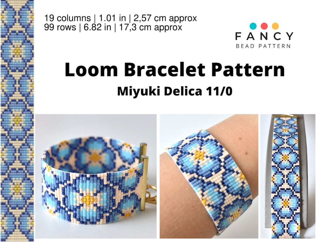 Loom Bracelet Pattern, Bead Loom Bracelet Pattern, Flower Bead Loom ...