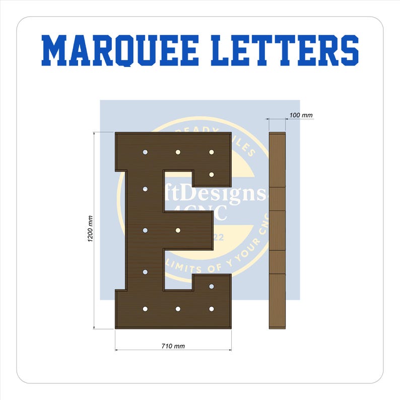 120cm Marquee Letter E Template "metric" : CNC & Printable Plans (svg ...
