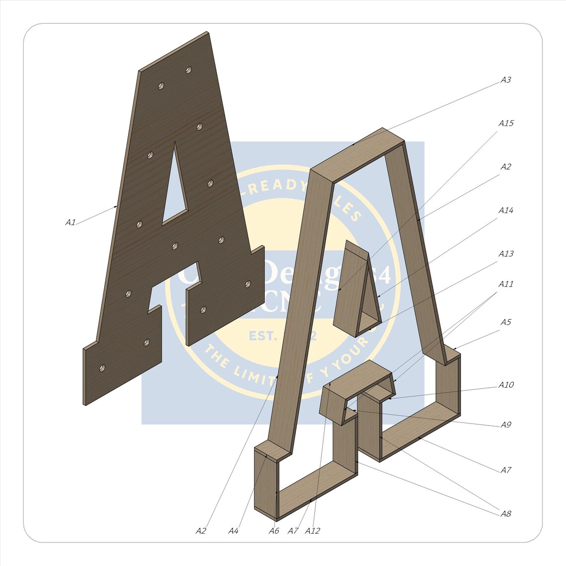 4FT Marquee Letter A Template: CNC & Printable Plans (svg Dxf Pdf Files ...