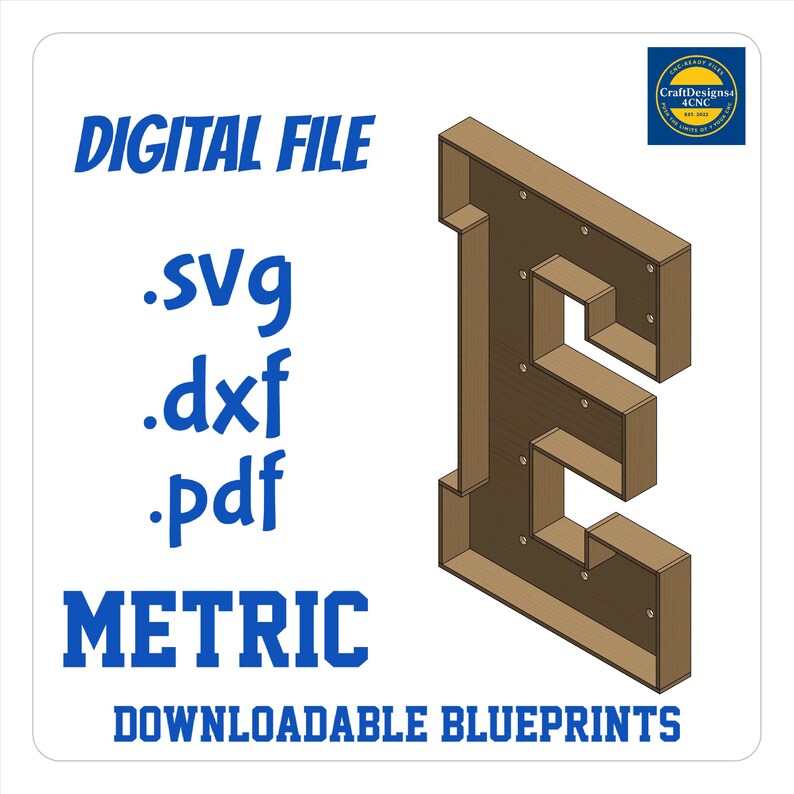120cm Marquee Letter E Template "metric" : CNC & Printable Plans (svg ...