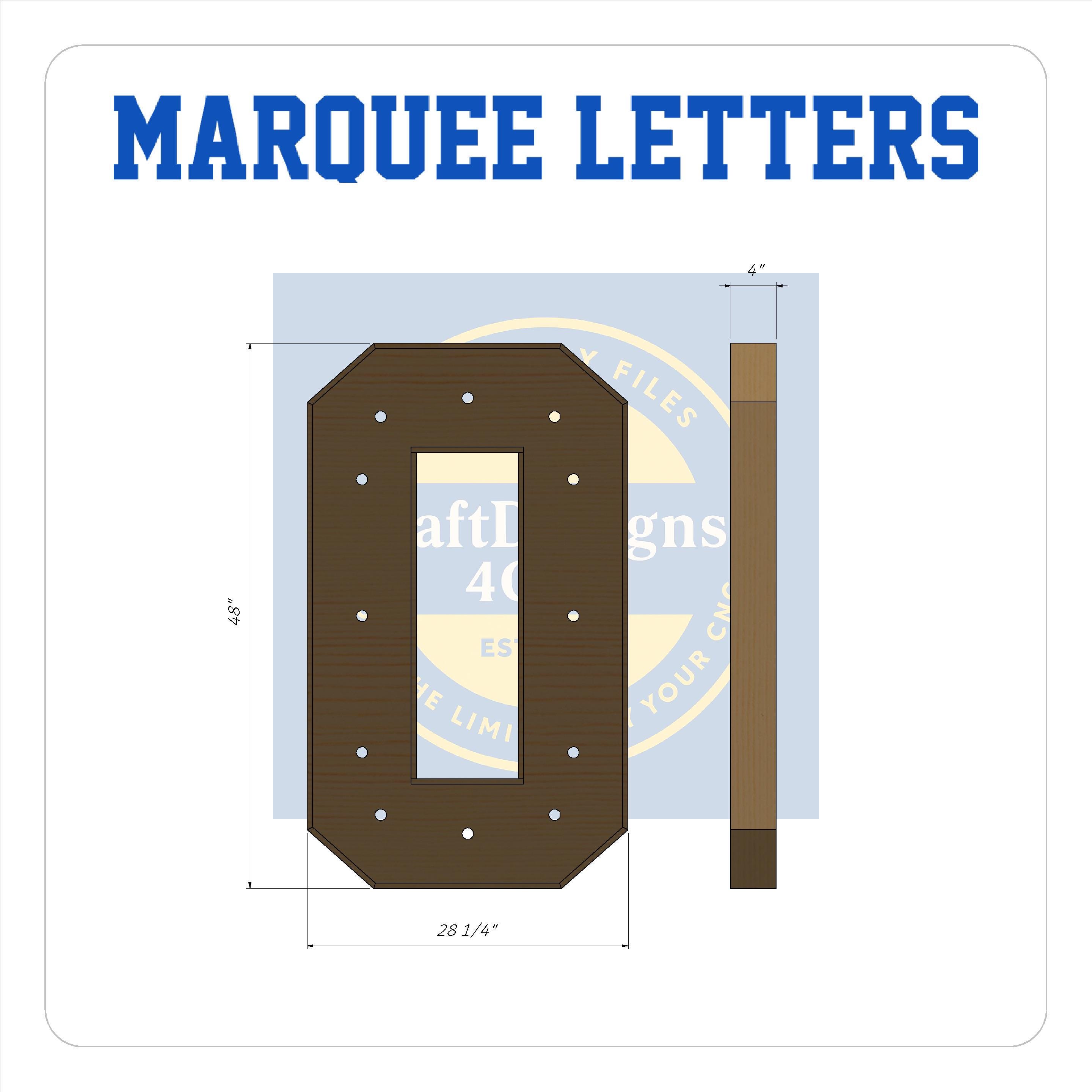 4FT Marquee Letter O Template: CNC & Printable Plans (svg Dxf Pdf Files ...