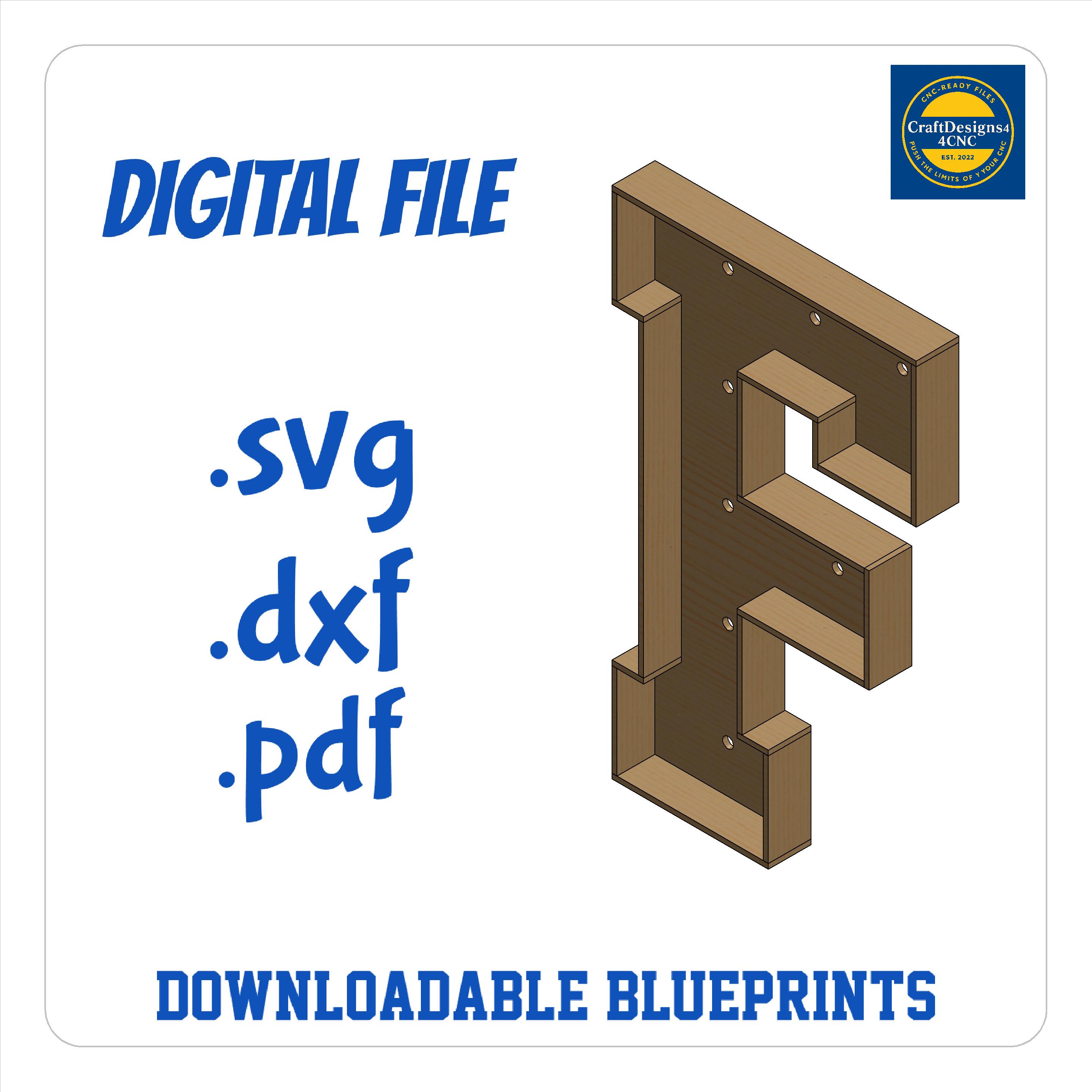 4FT Marquee Letter F Template: CNC & Printable Plans (svg Dxf Pdf Files ...