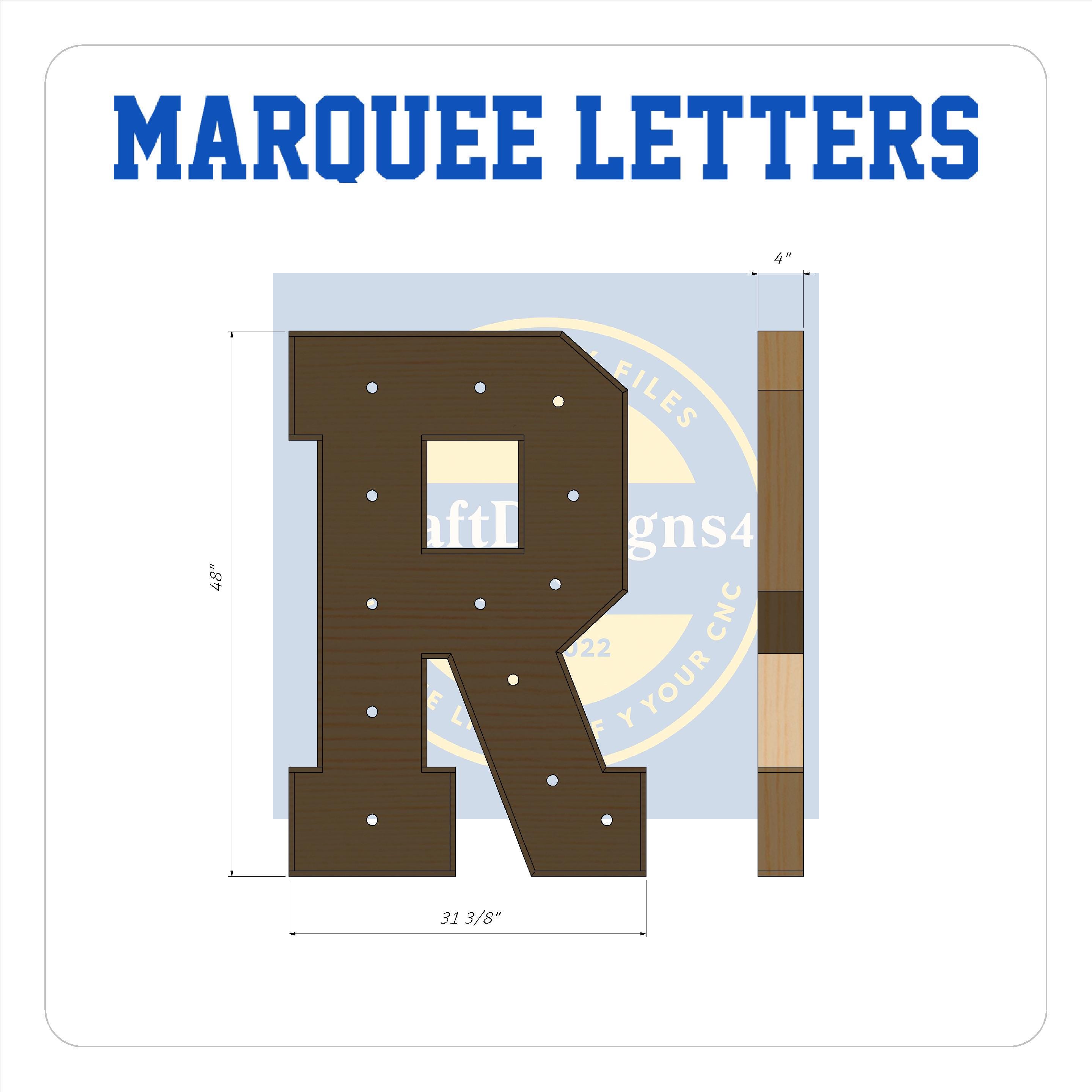 4FT Marquee Letter R Template: CNC & Printable Plans (svg Dxf Pdf Files ...