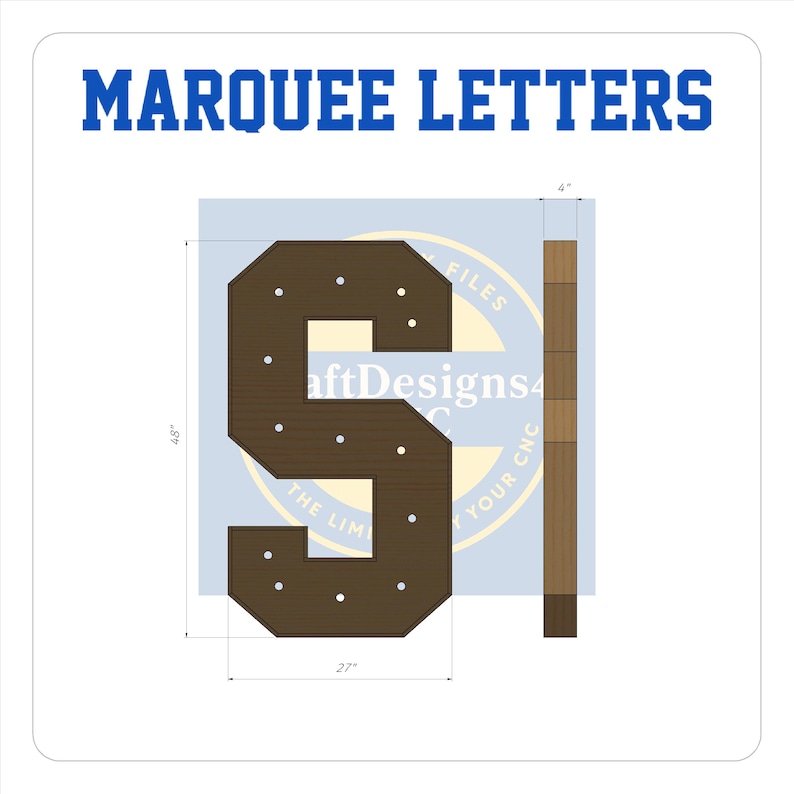 4FT Marquee Letter S Template: CNC & Printable Plans (svg Dxf Pdf Files ...