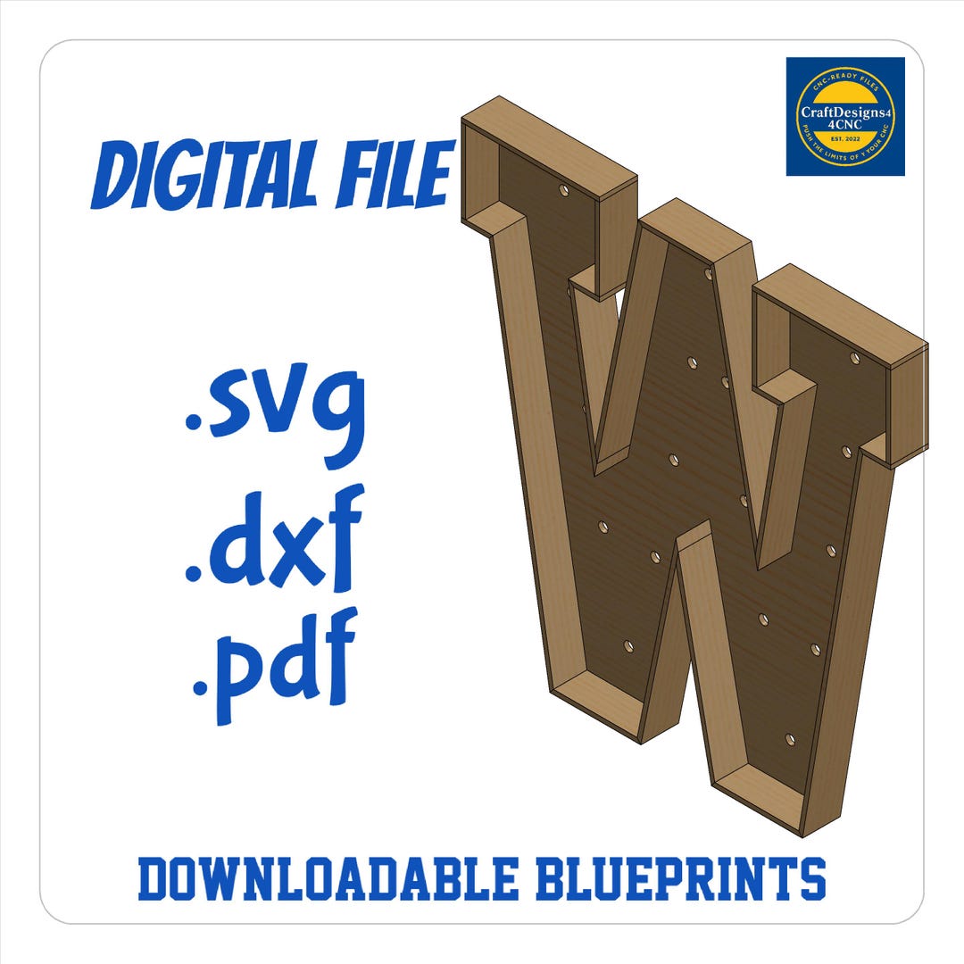 4FT Large W Marquee Letter Template Plans | CNC & Printable Templates ...
