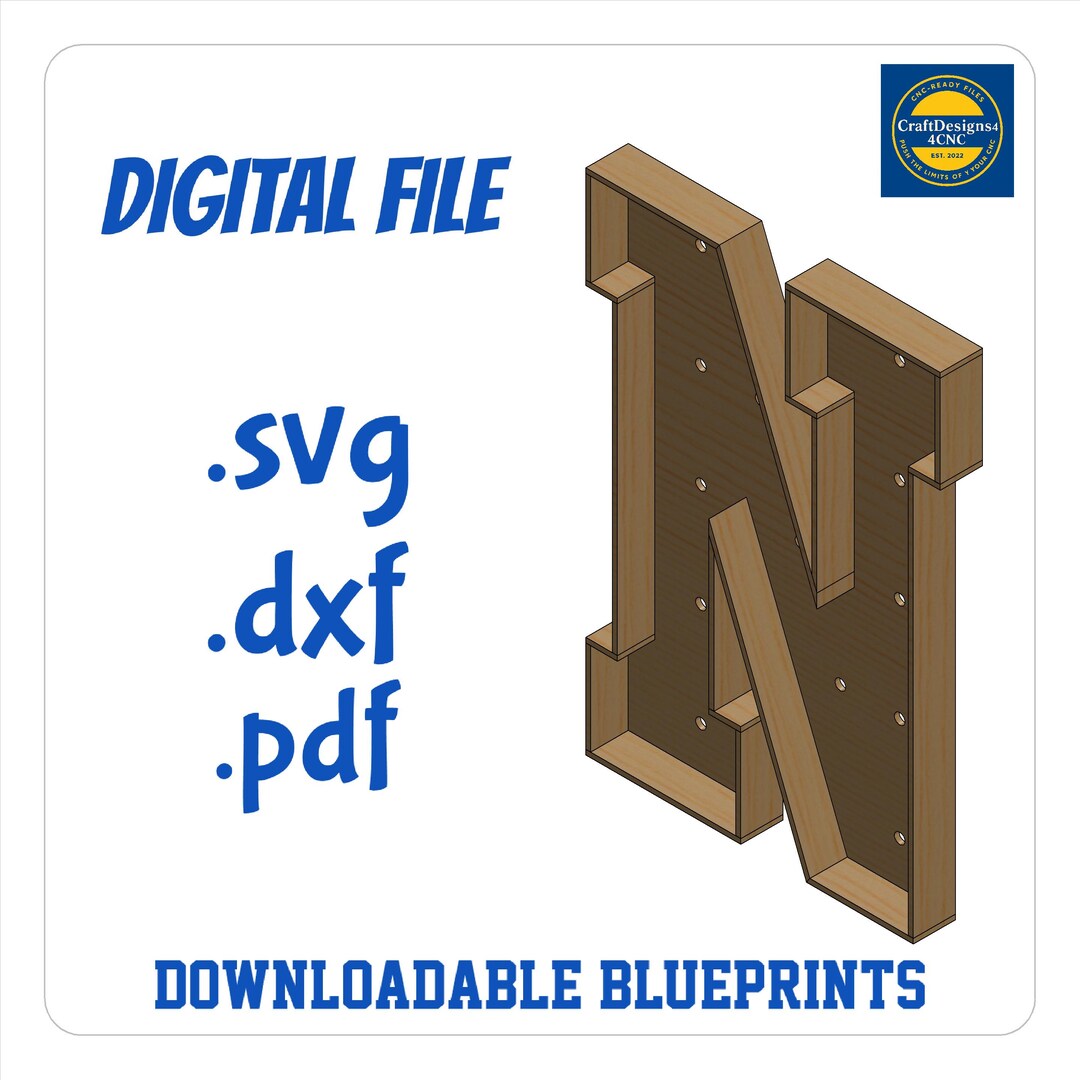4FT Marquee Letter N Template: CNC & Printable Plans (svg Dxf Pdf Files ...