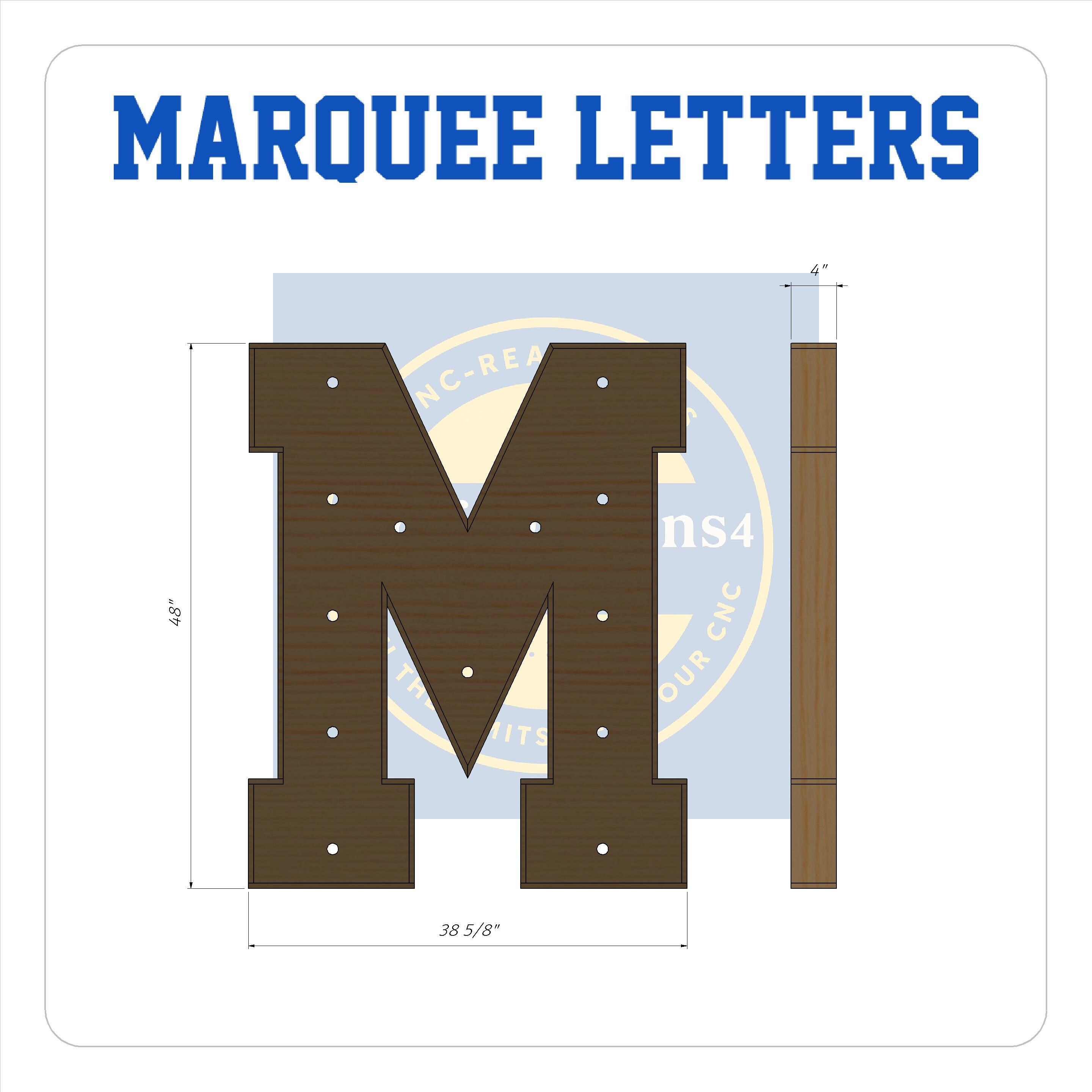 4FT Marquee Letter M Template: CNC & Printable Plans (svg Dxf Pdf Files ...
