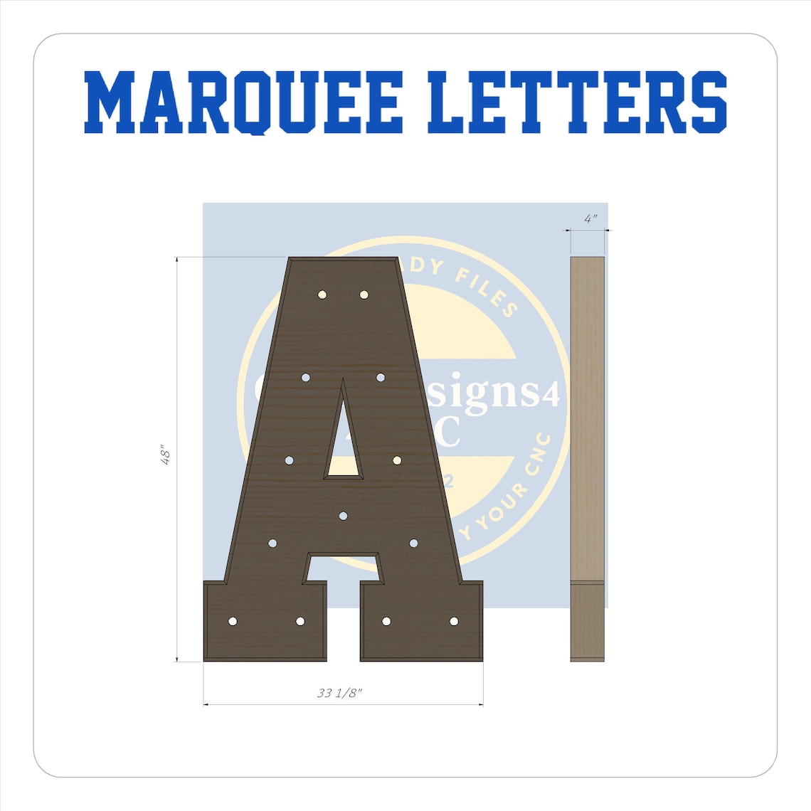 4FT Marquee Letter A Template: CNC & Printable Plans (svg Dxf Pdf Files ...