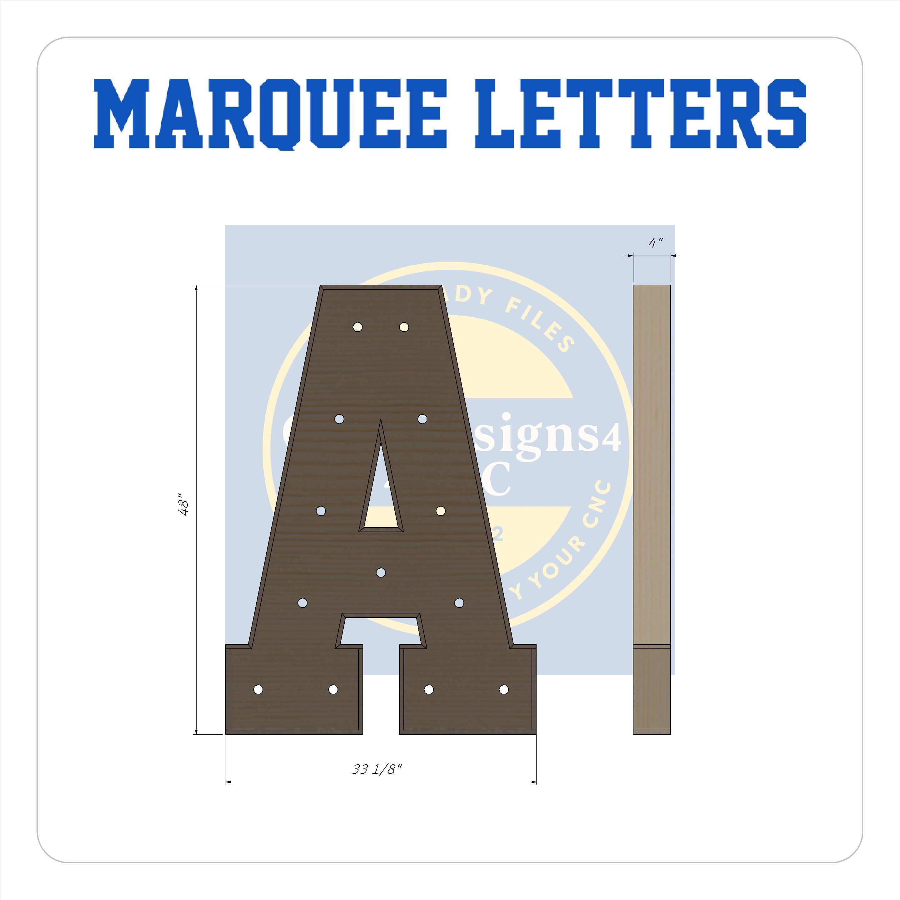 4FT Marquee Letter A Template: CNC & Printable Plans (svg Dxf Pdf Files ...