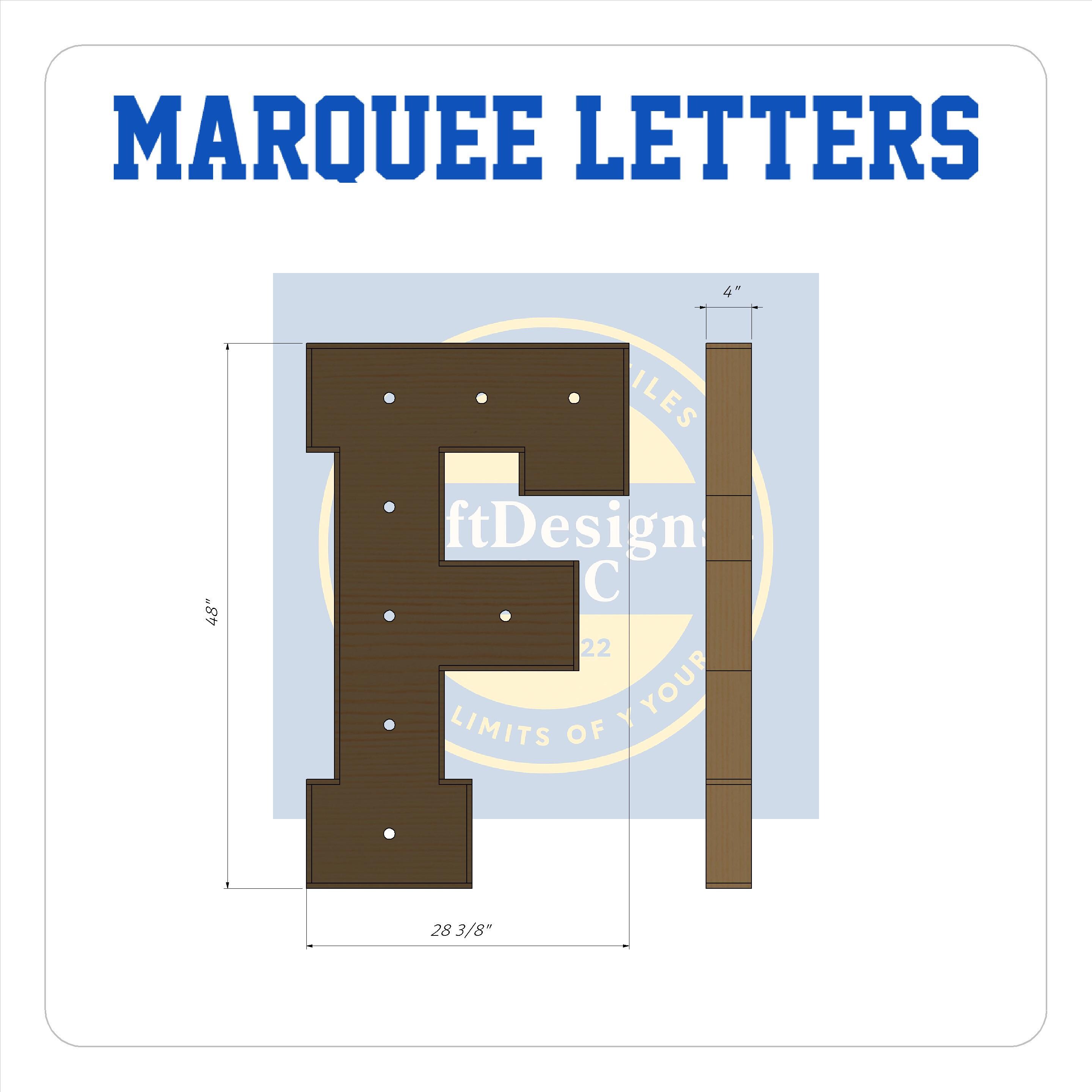 4FT Marquee Letter F Template: CNC & Printable Plans (svg Dxf Pdf Files ...