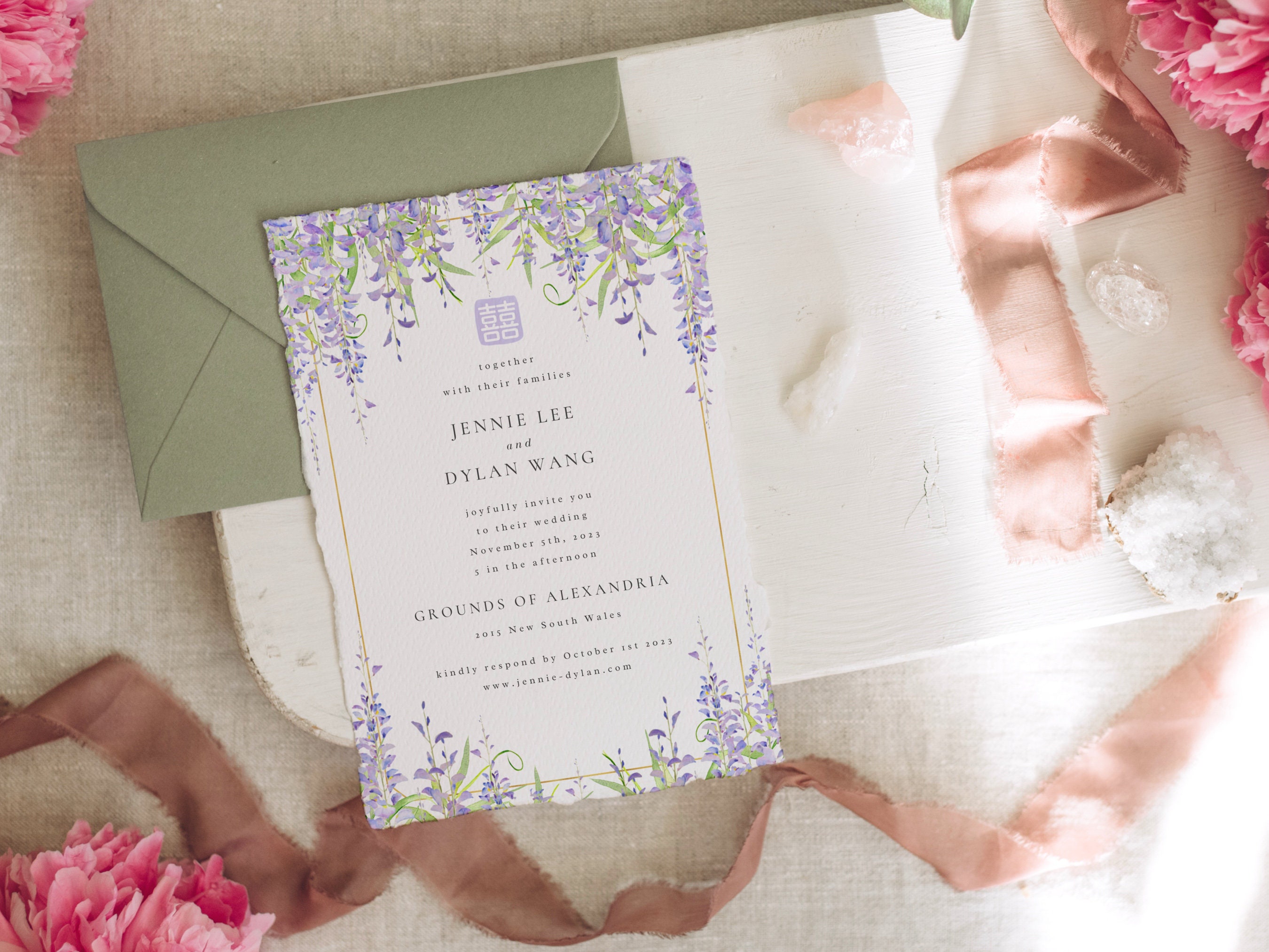 Chinese Wedding Card Template Floral Asian Invitation, Digital ...