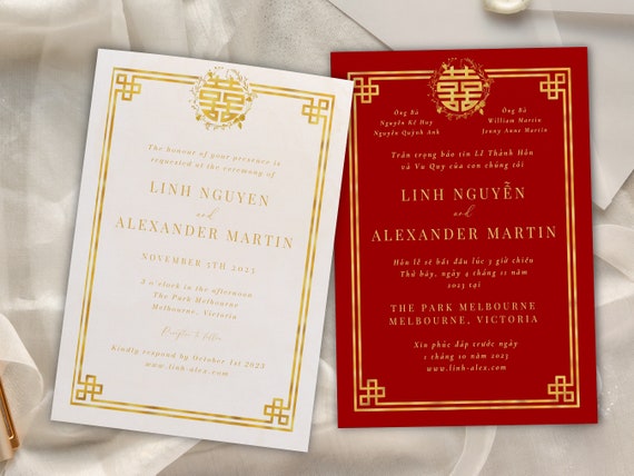 Traditional Vietnamese Wedding Invitations