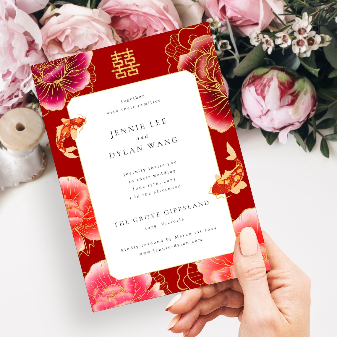 Chinese Wedding Invitation Template, Modern Chinese Invitation Card ...