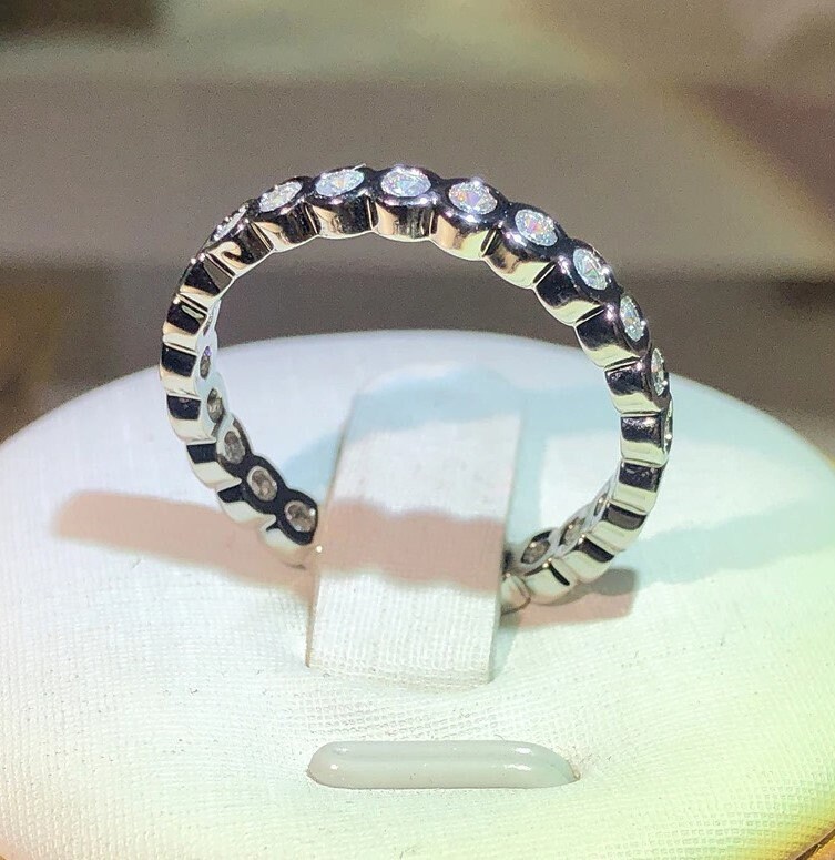 925 Sterling Silver Pave, Promise Ring, Anniversary Gift, Single Row ...