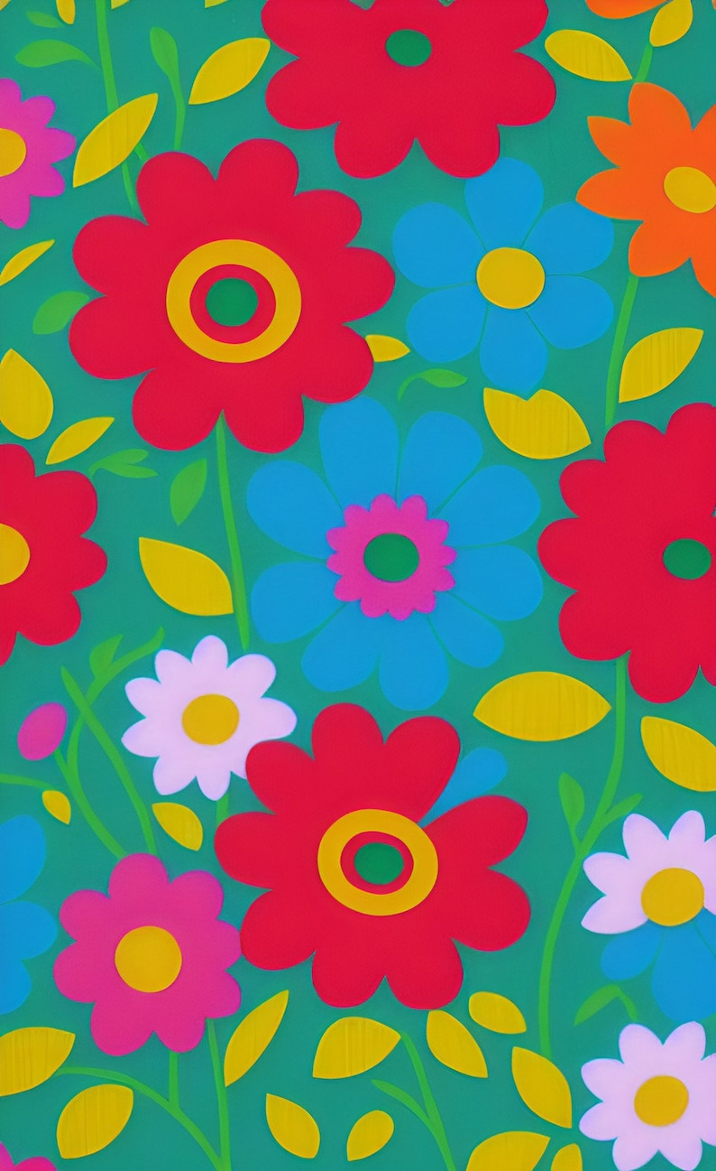 Retro Flowers Background, Phone Background Retro Flowers, Background ...