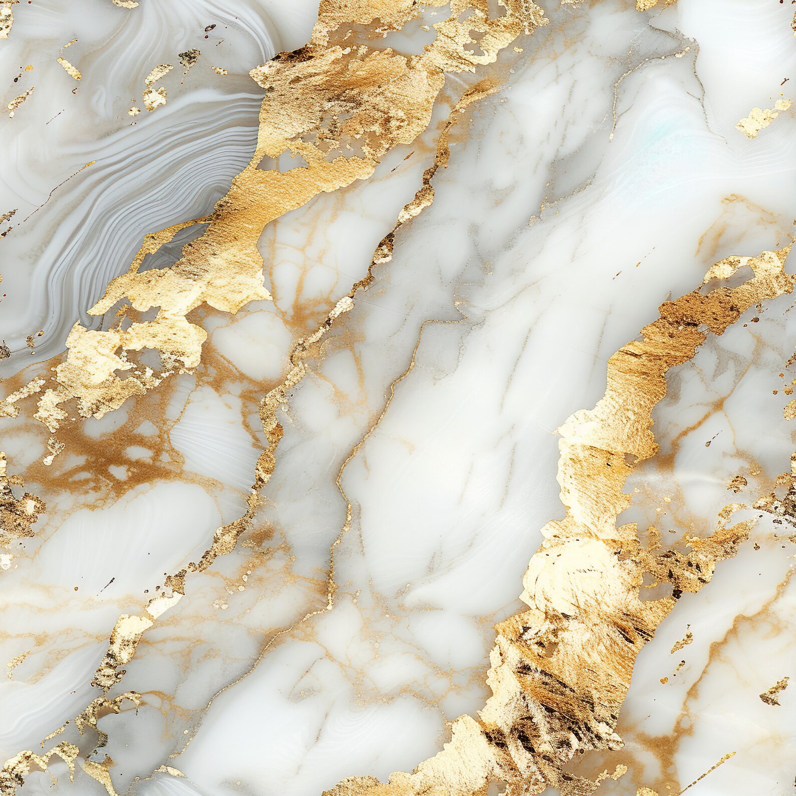 Marble Digital Paper, White Marble Digital Paper, White and Gold ...