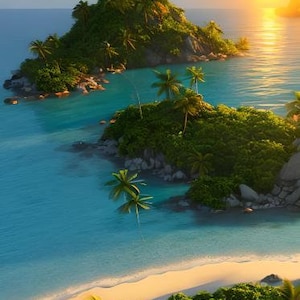 Tropical Sunset Phone Background, Sunset Background, Tropical Island ...