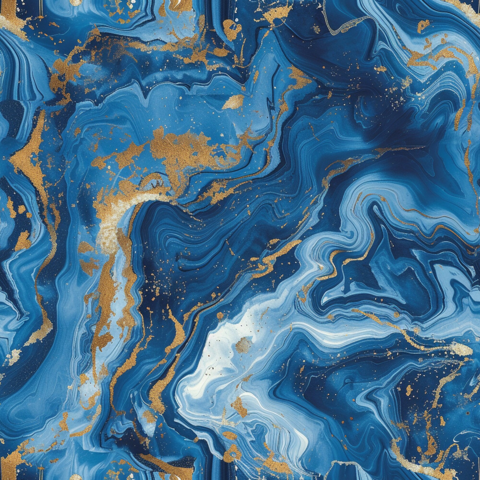 Marble Digital Paper, Blue Marble Digital Paper, Blue and Gold Digital ...