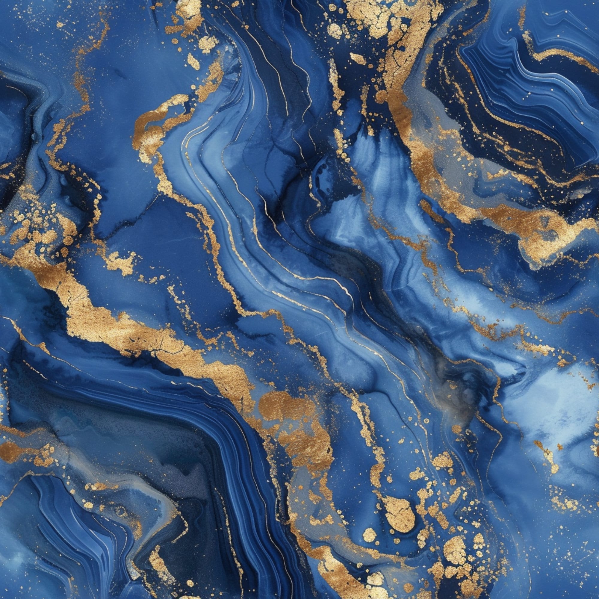 Marble Digital Paper, Blue Marble Digital Paper, Blue and Gold Digital ...