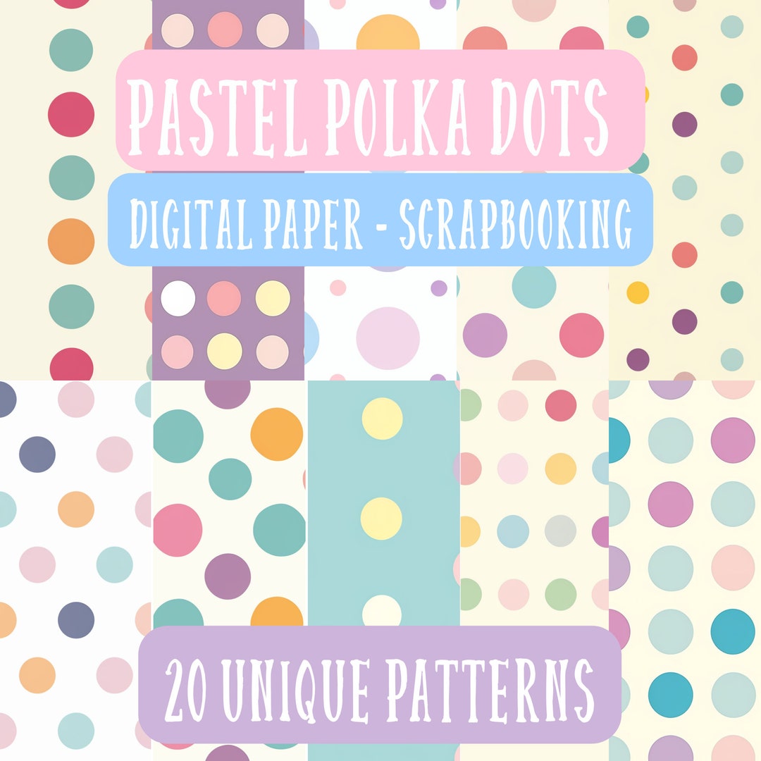 Polka Dots Digital Paper, Pastel Polka Dots Digital Paper, Polka Dot ...