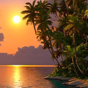 Tropical Sunset Phone Background, Sunset Background, Tropical Island ...