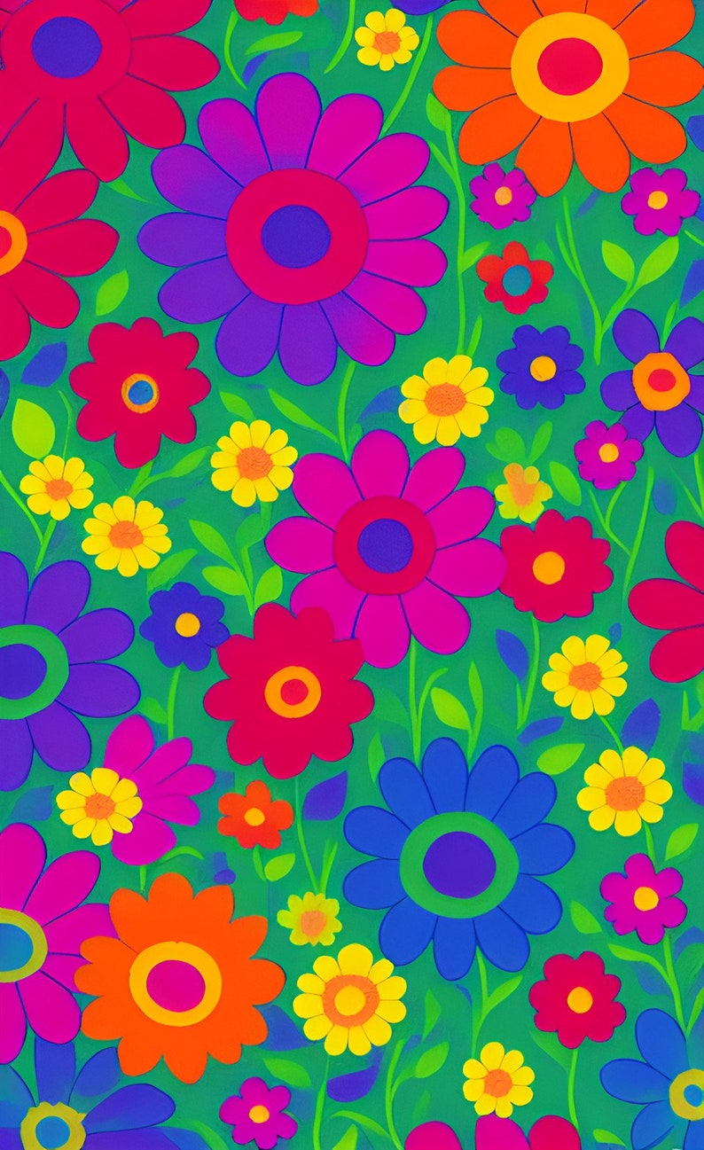 Retro Flowers Background, Phone Background Retro Flowers, Background ...