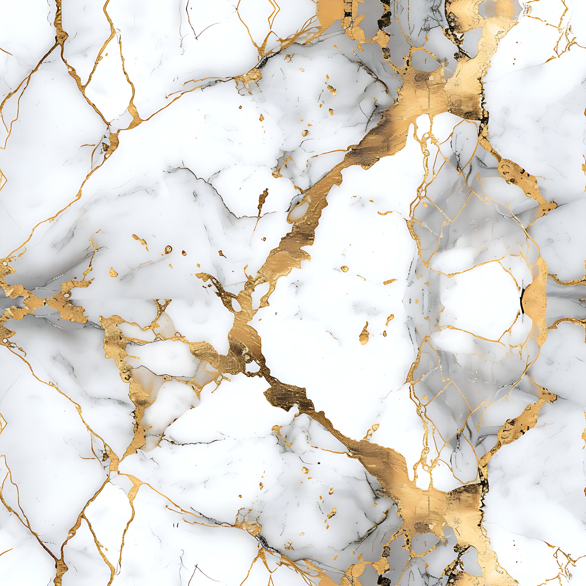 Marble Digital Paper, White Marble Digital Paper, White and Gold ...
