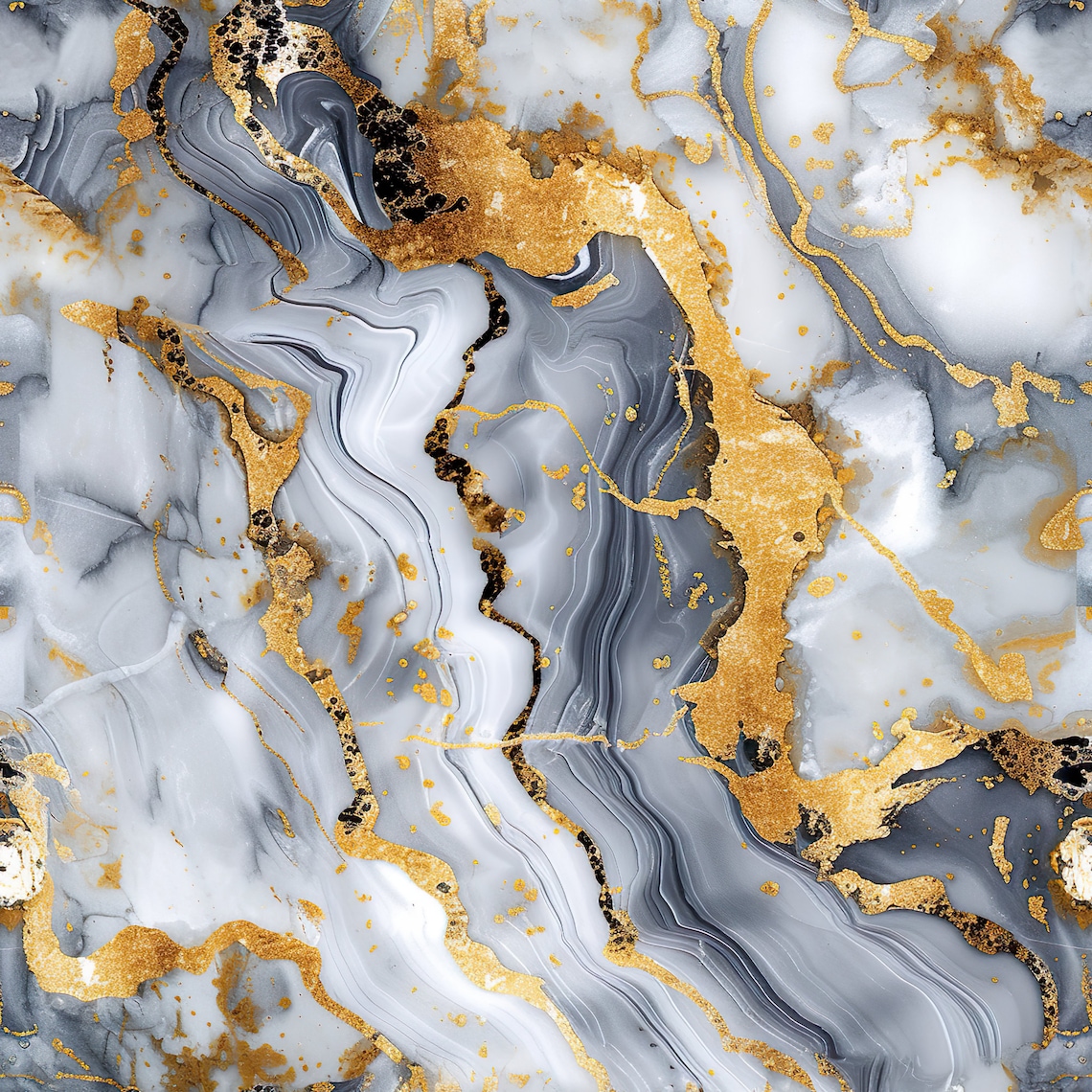 Marble Digital Paper, White Marble Digital Paper, White and Gold ...