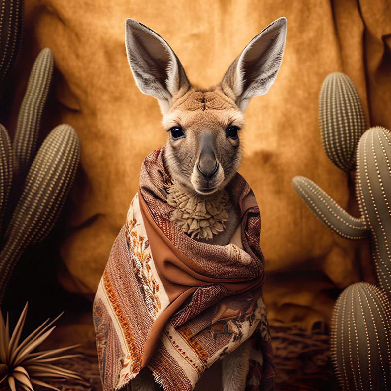 Kangaroo Wall Art, Kangaroo Boho Style Wall Art, Kangaroo Nursery Wall ...