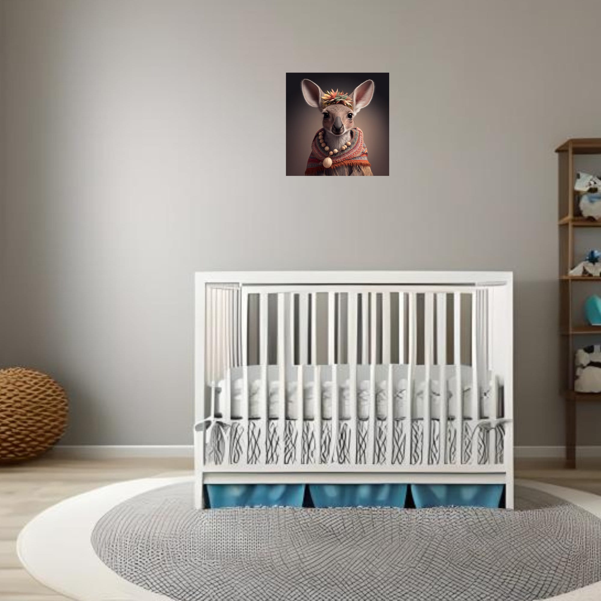 Kangaroo Wall Art, Kangaroo Boho Style Wall Art, Kangaroo Nursery Wall ...