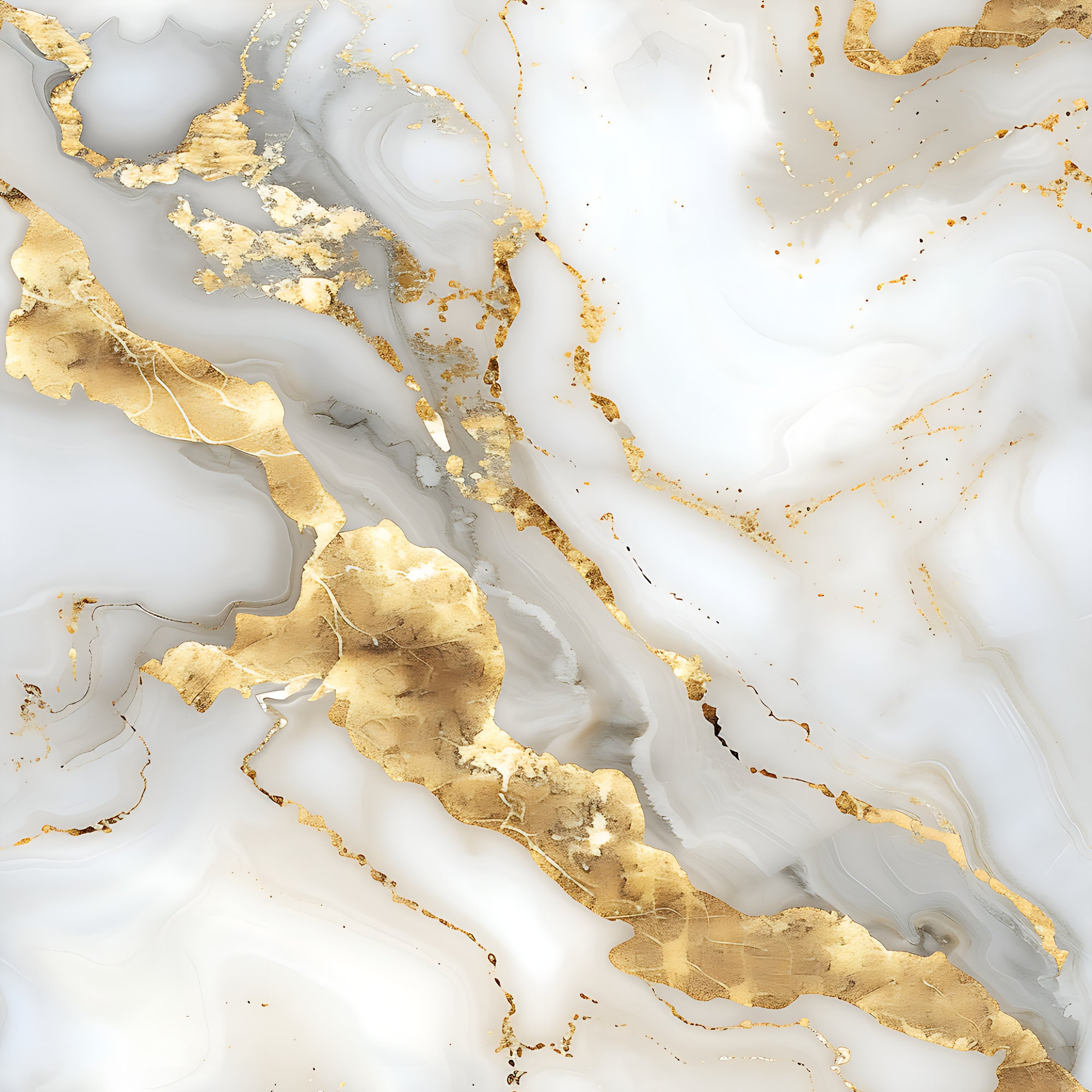 Marble Digital Paper, White Marble Digital Paper, White and Gold ...