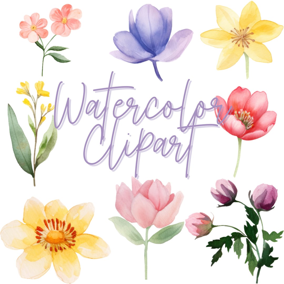 Watercolor Flowers Clipart, Floral Clipart - Etsy