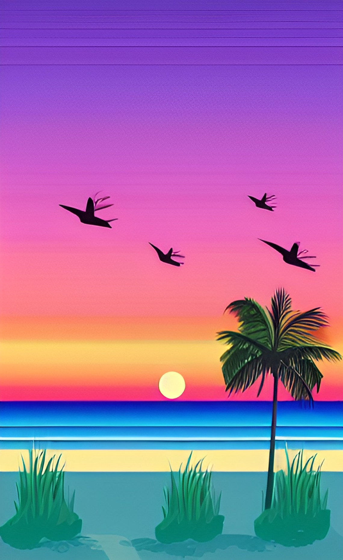 Retro Background, Retro Beach Background, Retro Beach Sunset Background ...