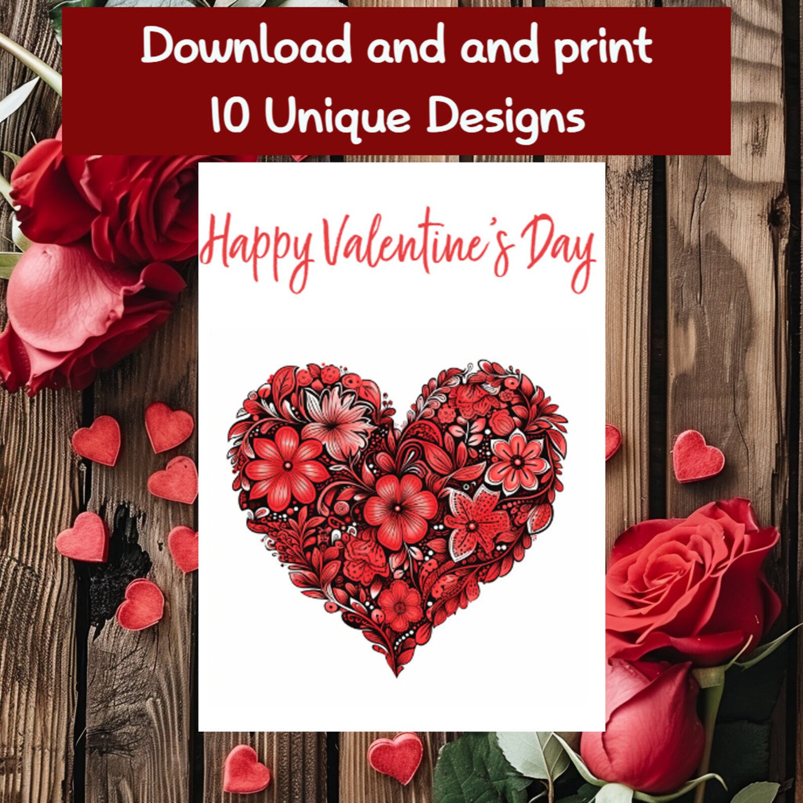 Printable Valentine's Cards, Valentine's Day Card, Doodle Valentine's ...