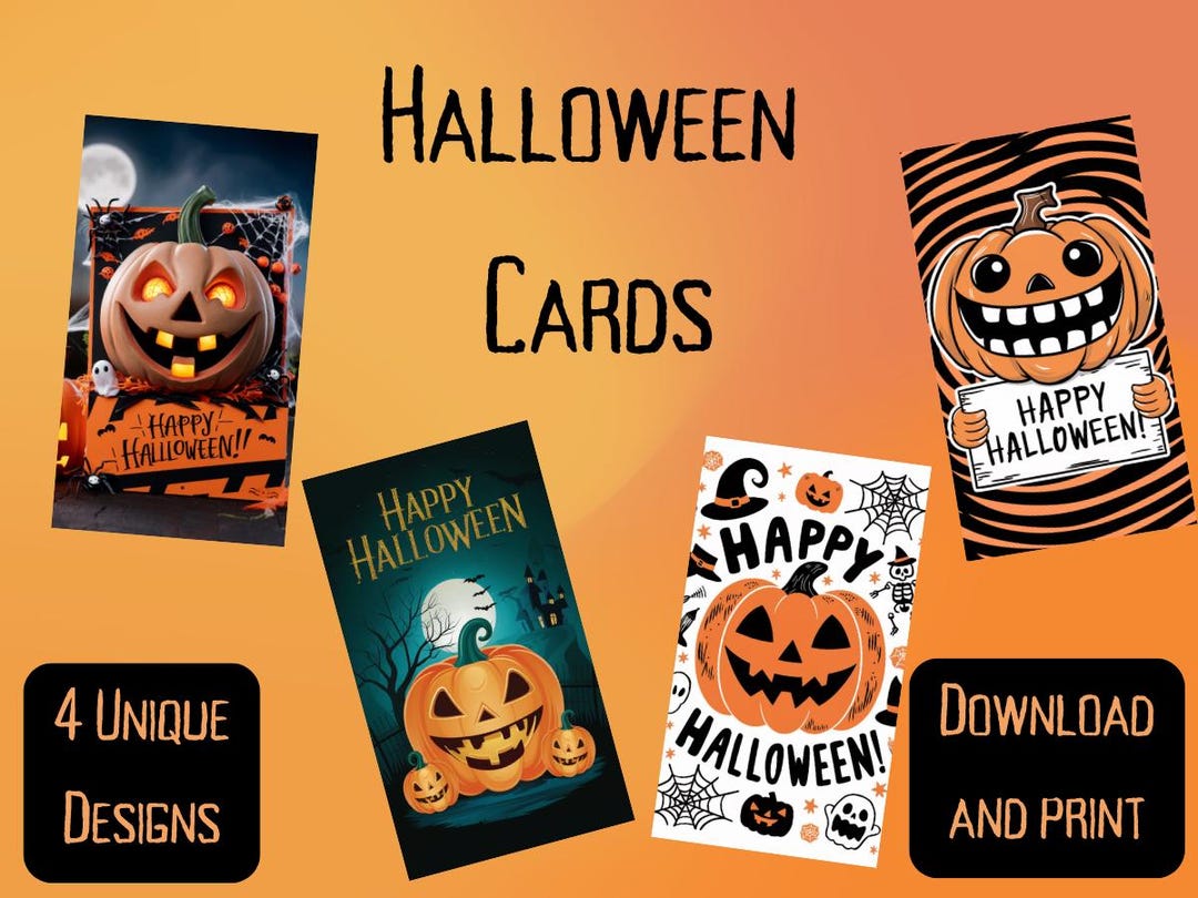 Printable Halloween Cards, Downloadable Halloween Cards - Etsy