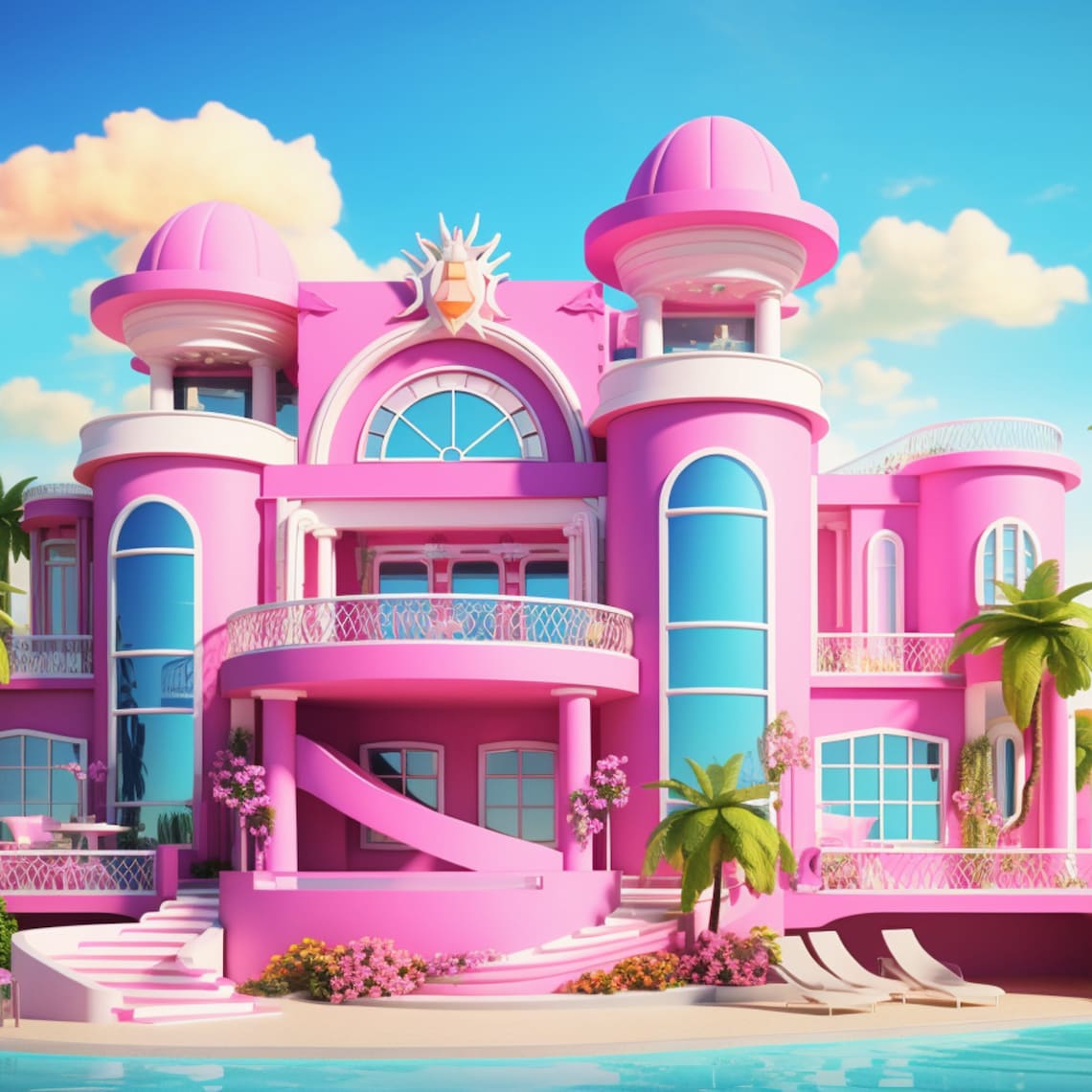 Barbie Themed Digital Backdrop, Barbie Dreamhouse Backdrop, Barbie ...