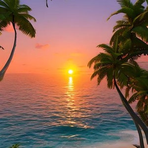 Tropical Sunset Phone Background, Sunset Background, Tropical Island ...