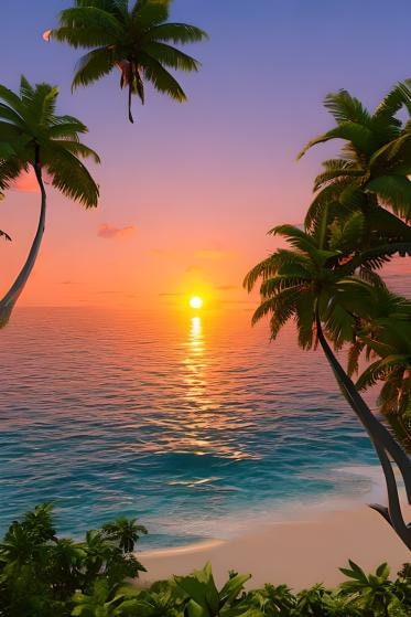 Tropical Sunset Phone Background, Sunset Background, Tropical Island ...