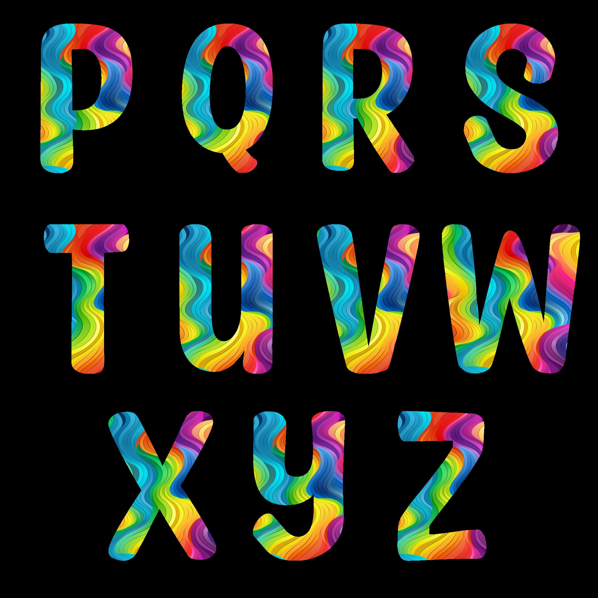Rainbow Alphabet, Rainbow Letters, Rainbow PNG, - Etsy